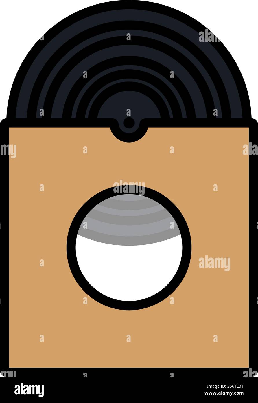 Vinyl Record In Envelope Icon. Editable Bold Outline With Color Fill ...