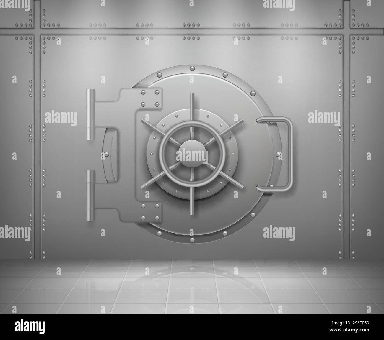 Steel bank doors. Concept of save money and treasures metal or steel protection doors empty ...