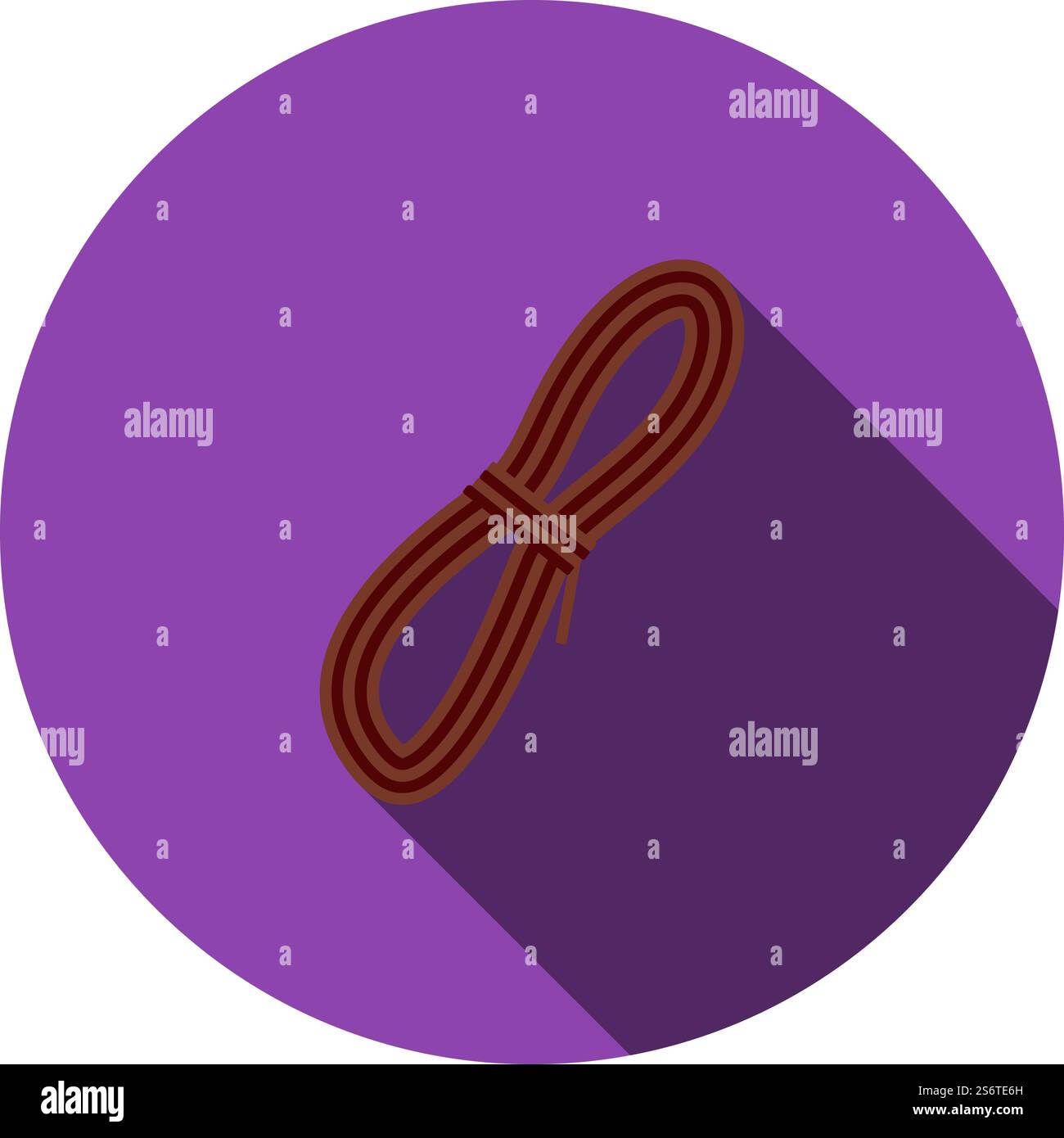 Climbing Rope Icon. Flat Circle Stencil Design With Long Shadow. Vector ...