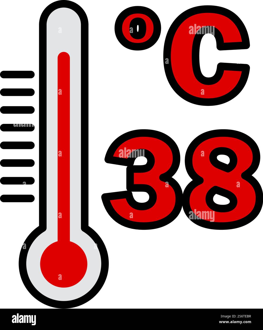 High Temperature Icon. Editable Bold Outline With Color Fill Design ...