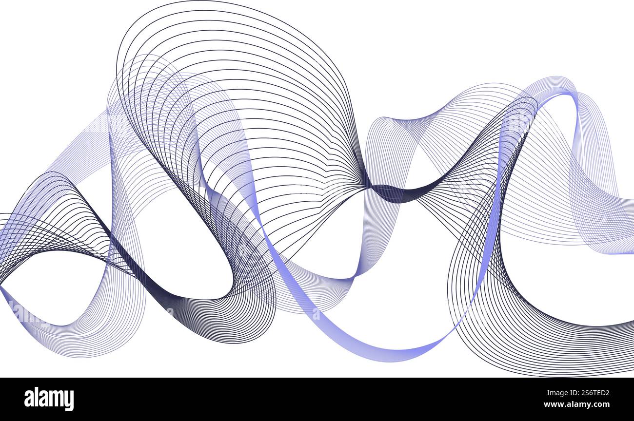 Abstract wave element from thin lines. Stylized line art background in ...