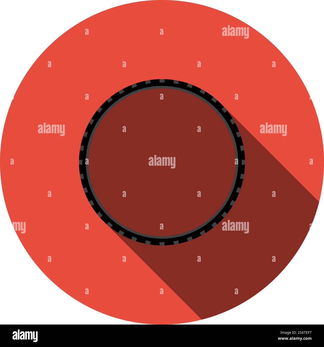 Bike Tyre Icon. Flat Circle Stencil Design With Long Shadow. Vector ...