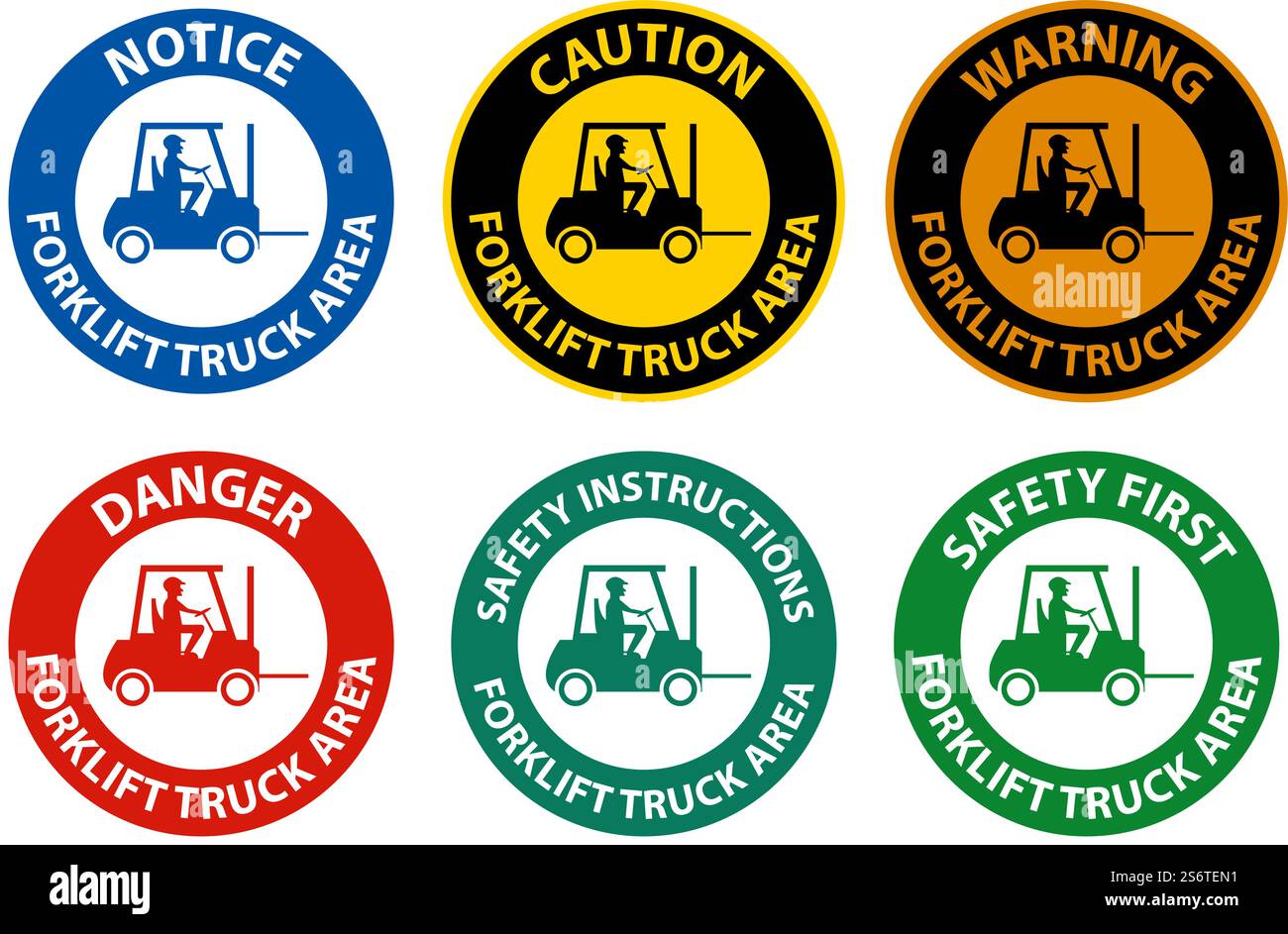 Warning Forklift Truck area Hazard & Warning Label Stock Vector Image ...