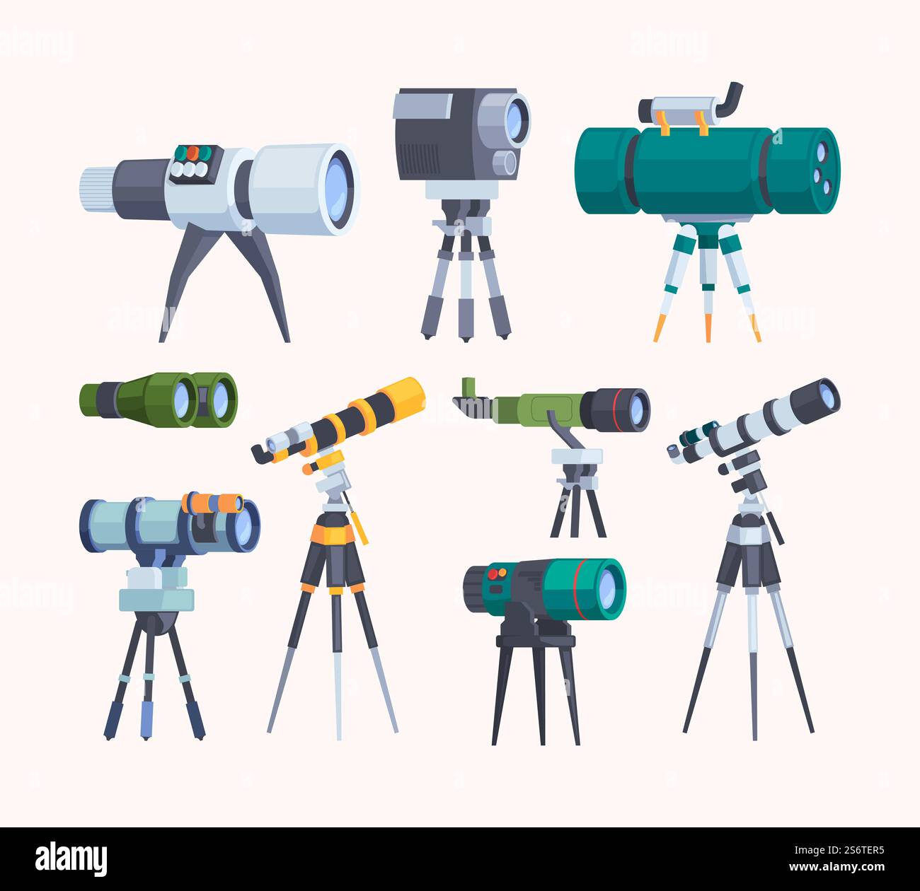 Optical tools. Equipment photographers telescope binoculars tools for ...