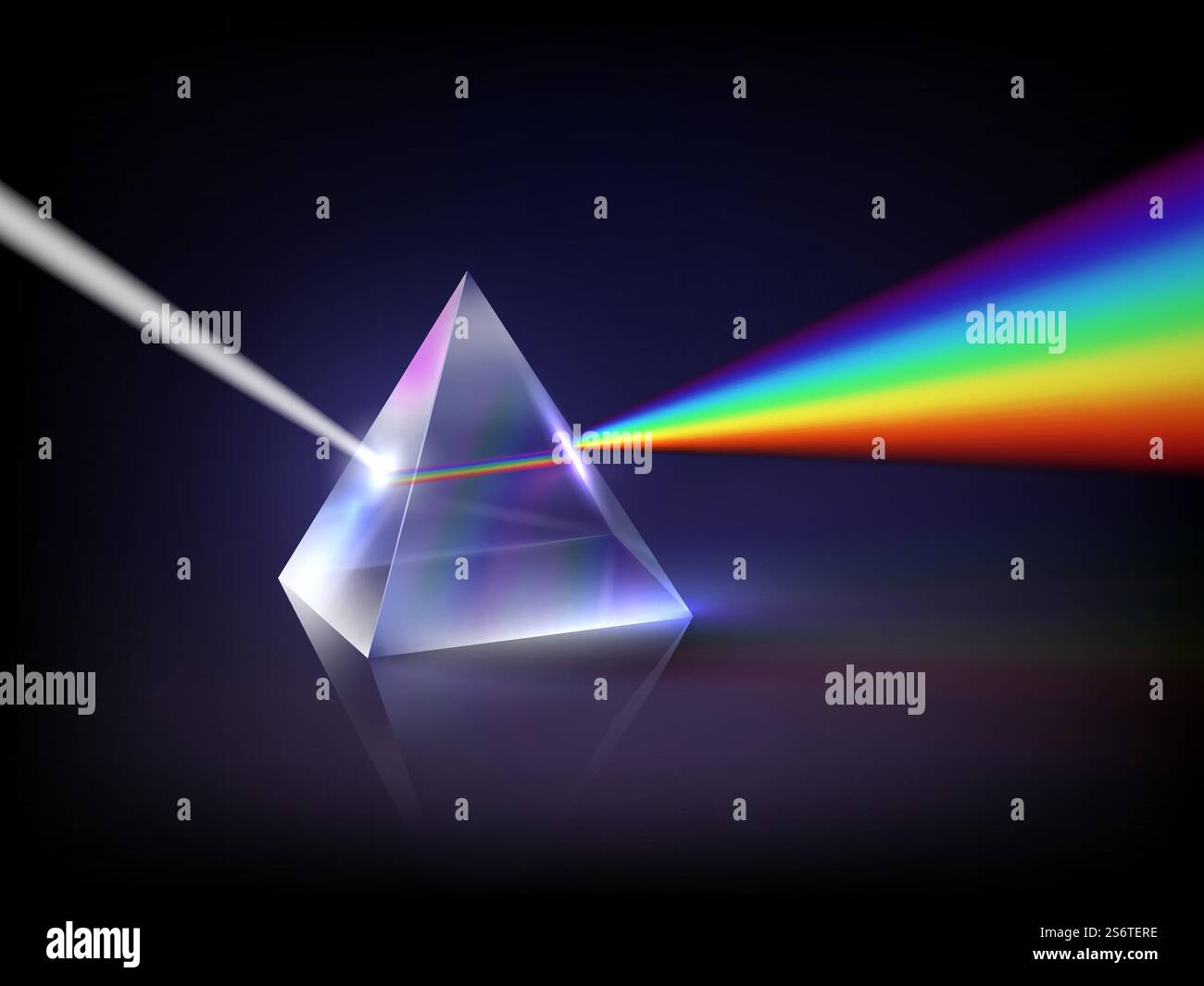 Spectrum refraction. Glass pyramid prism low poly abstract concept glow ...