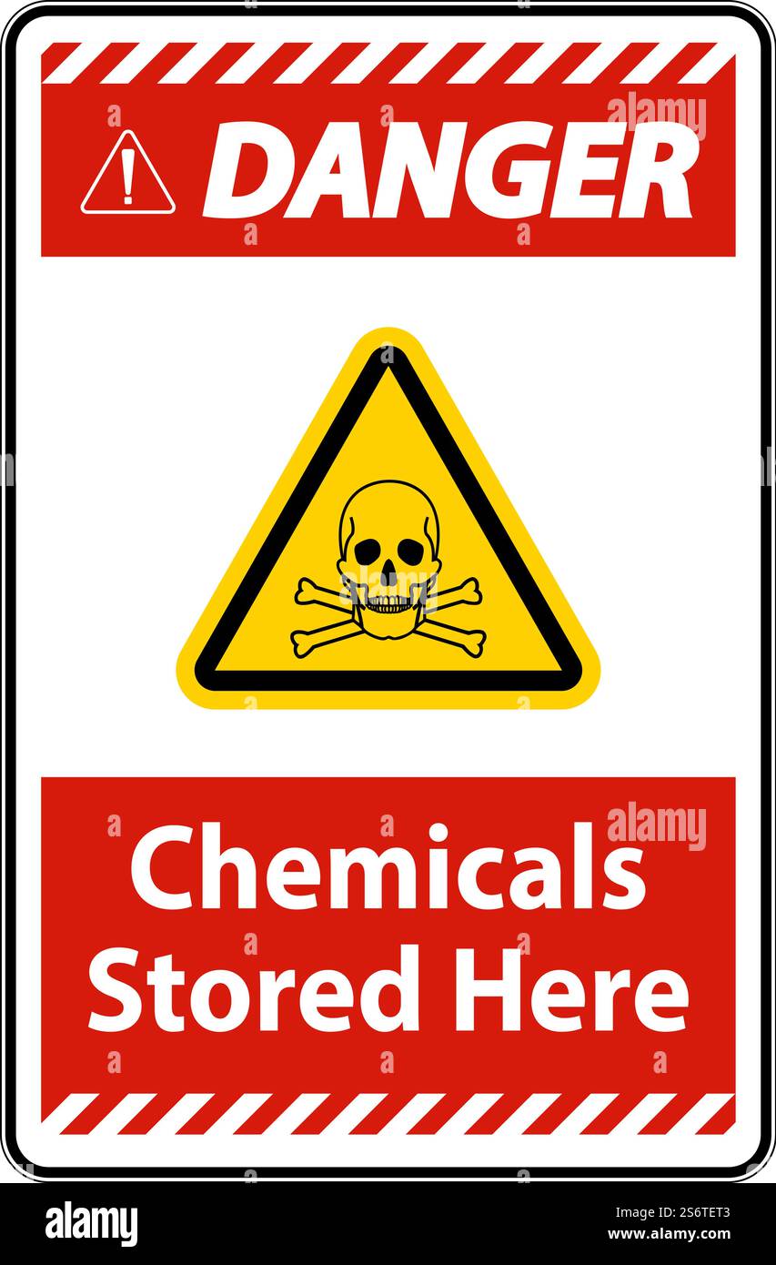 Danger Chemicals Stored Here Sign On White Background Stock Vector ...
