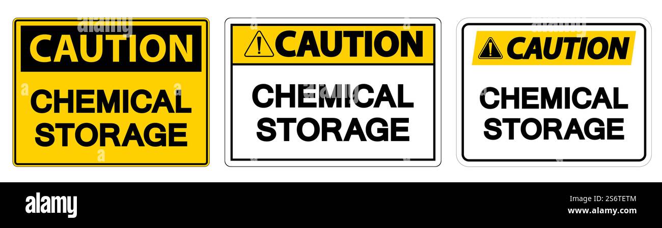Caution Chemical Storage Sign On White Background Stock Vector Image ...
