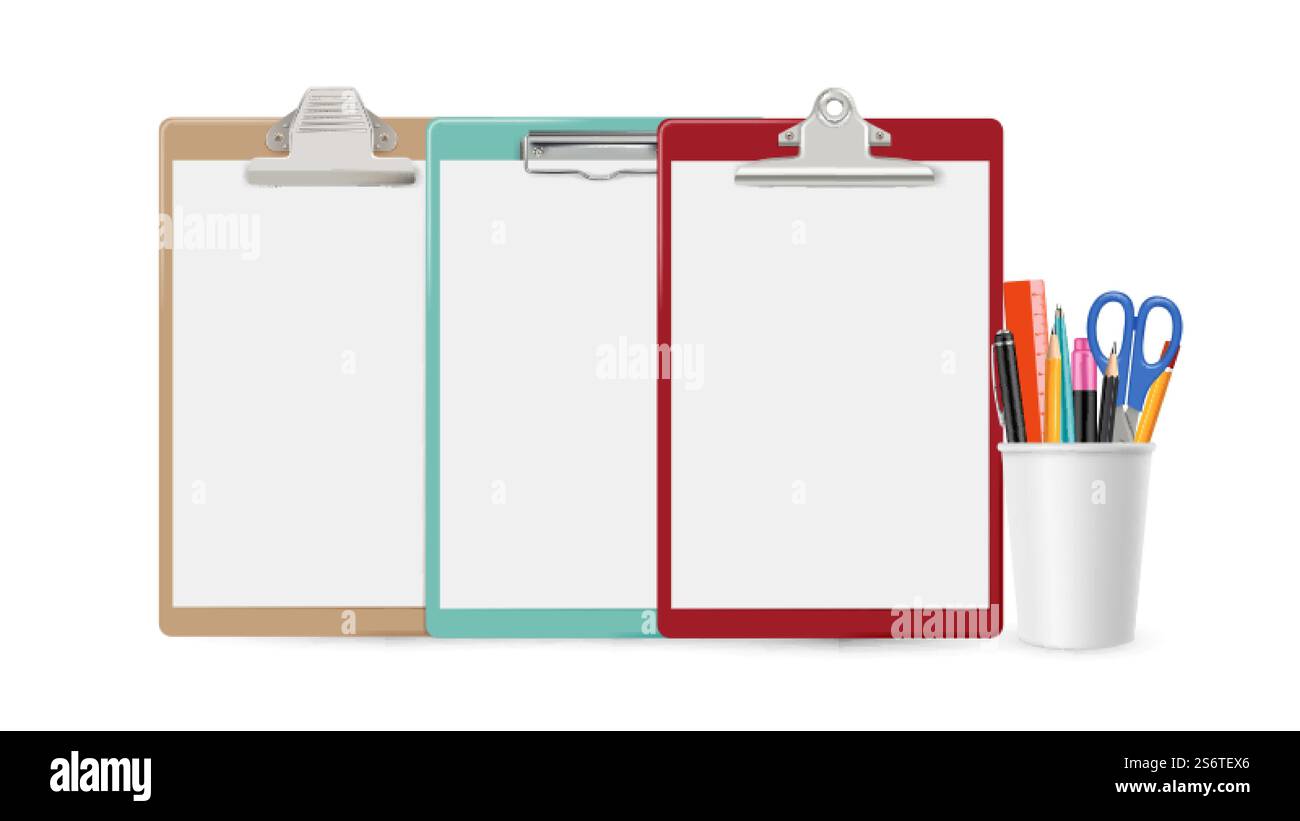 Blank clipboards. Realistic clipboard, stationery. Business mockup for ...