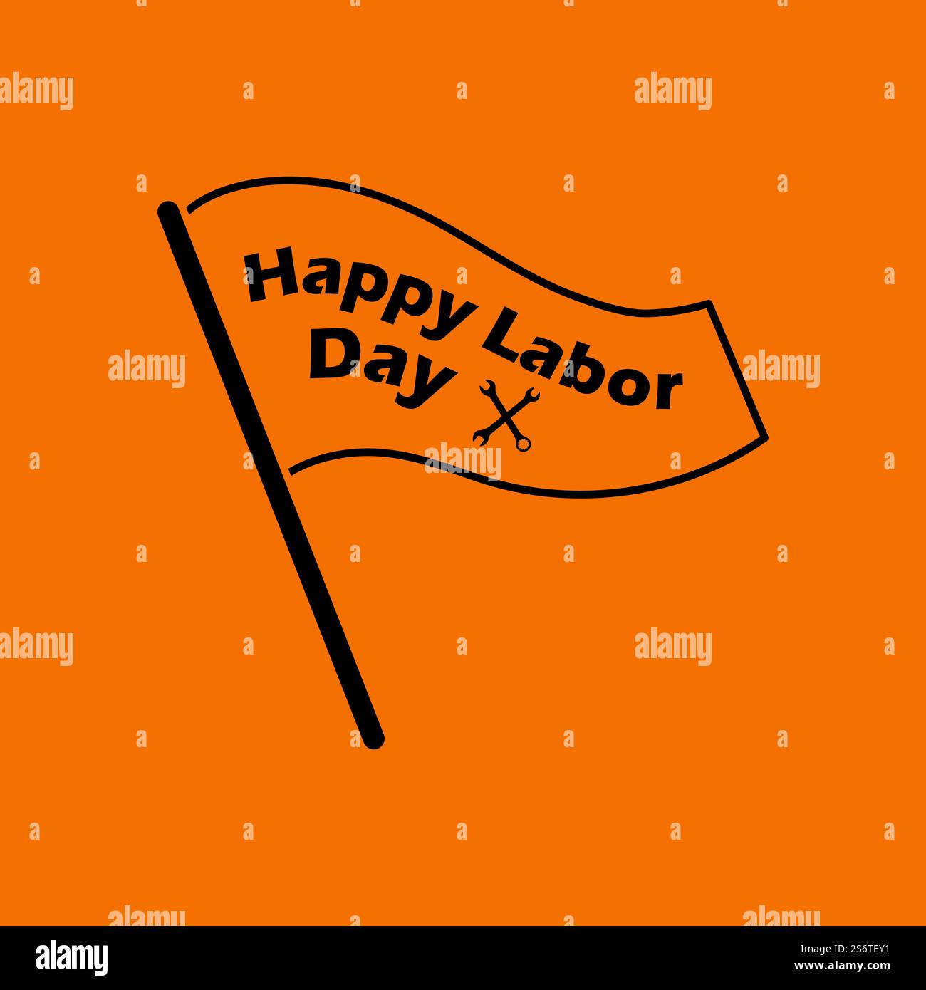 Labor Day Icon. Black on Orange Background. Vector Illustration Stock ...