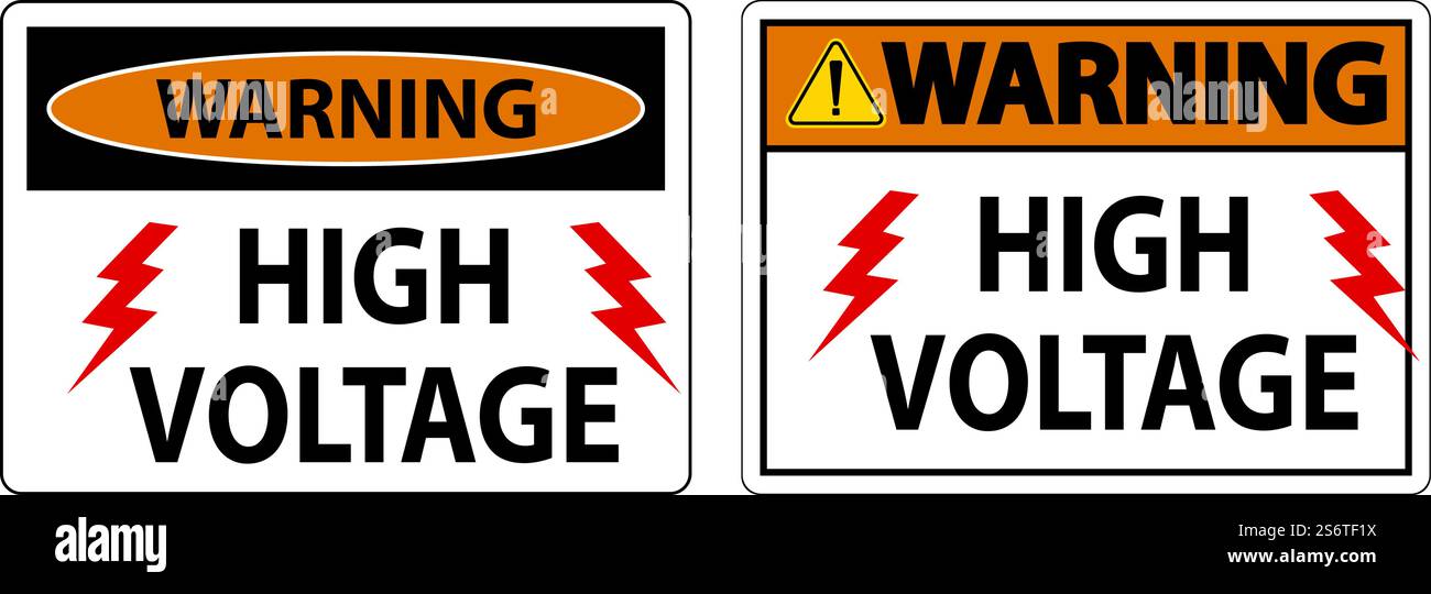 Warning High Voltage Sign On White Background Stock Vector Image & Art ...