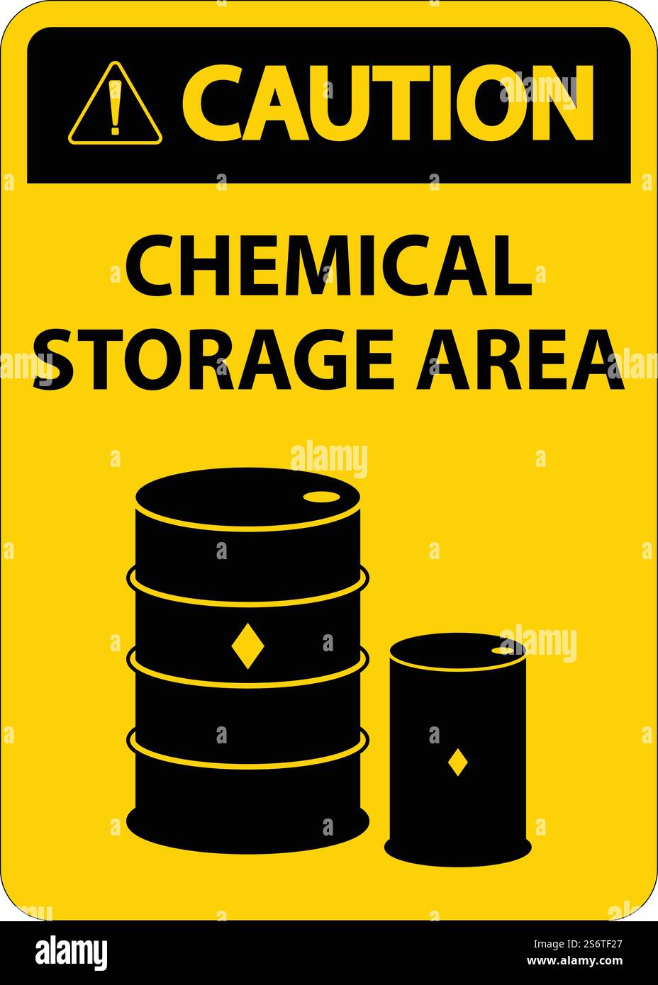 Caution Chemical Storage Area Sign On White Background Stock Vector ...