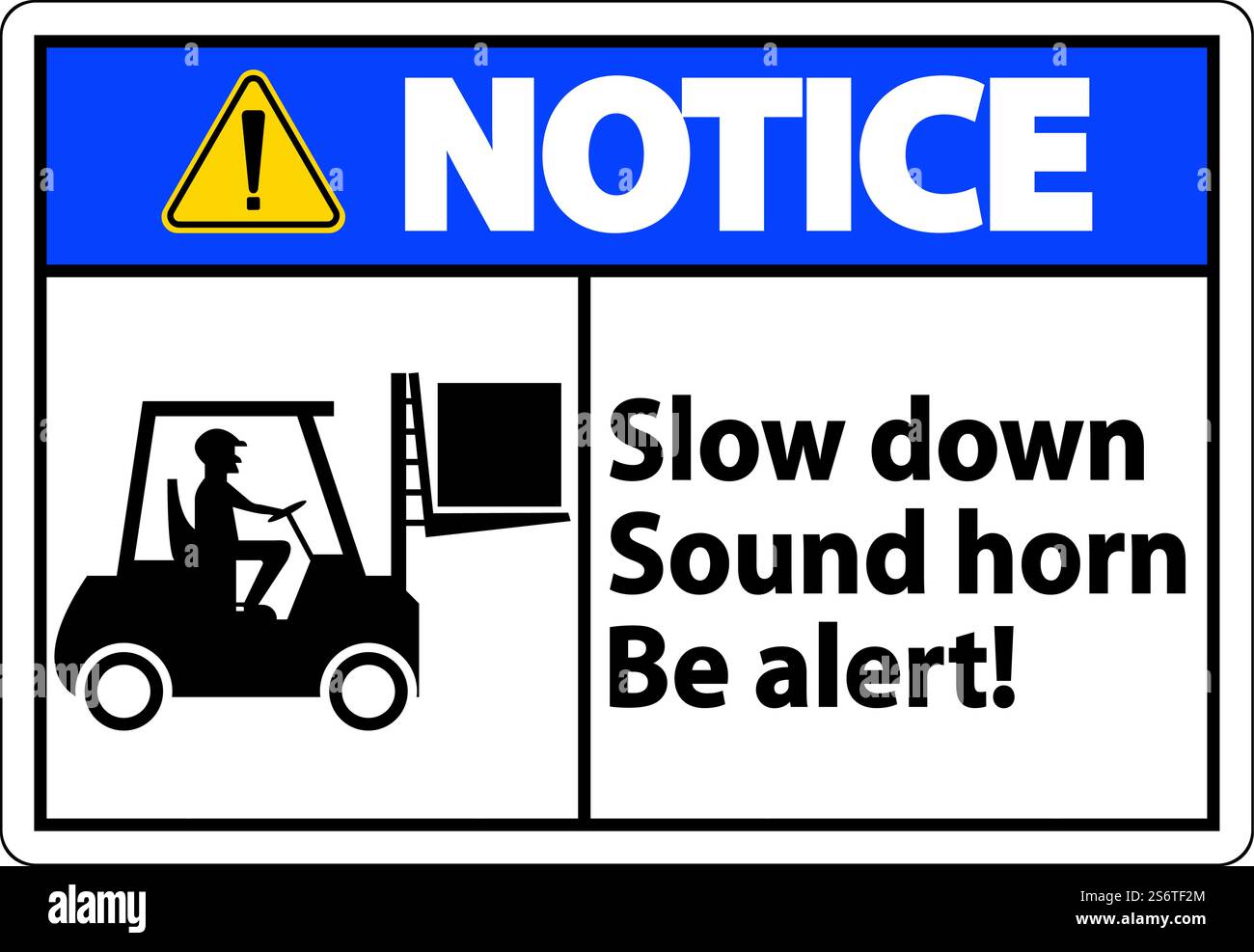Notice 2-Way Slow Down Sound Horn Sign On White Background Stock Vector ...