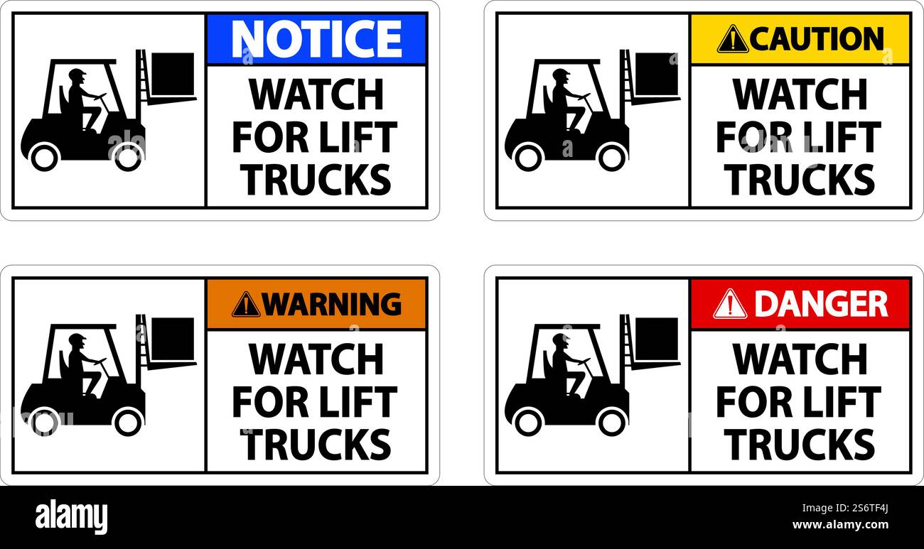Caution Watch For Lift Trucks Sign On White Background Stock Vector ...
