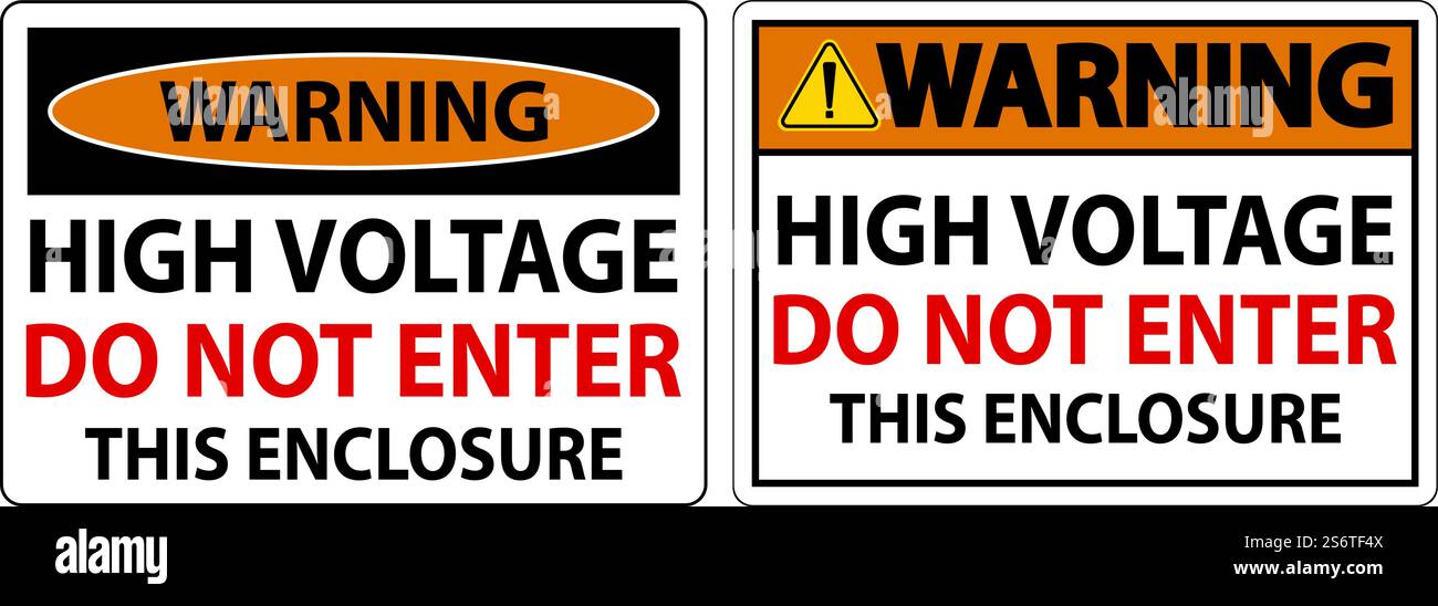 Warning High Voltage Do Not Enter Enclosure Sign Stock Vector Image ...