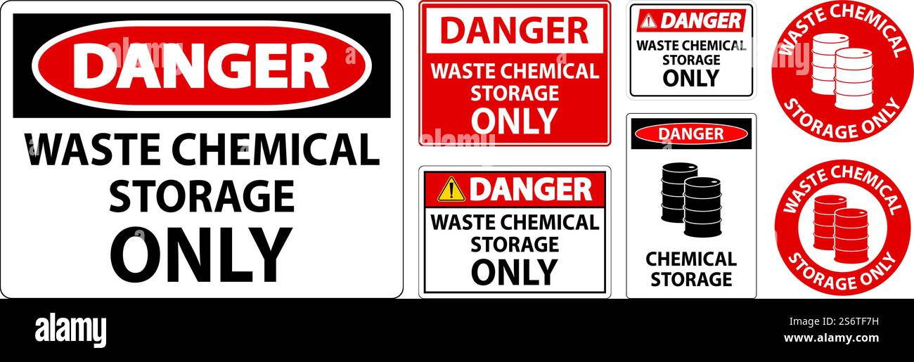 Danger Waste Chemical Storage Only On White Background Stock Vector ...