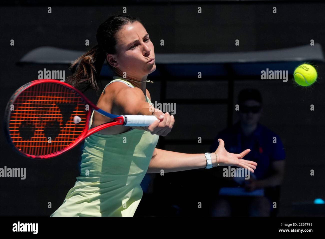 Emma Navarro of the U.S. plays a forehand return to Ons Jabeur of ...