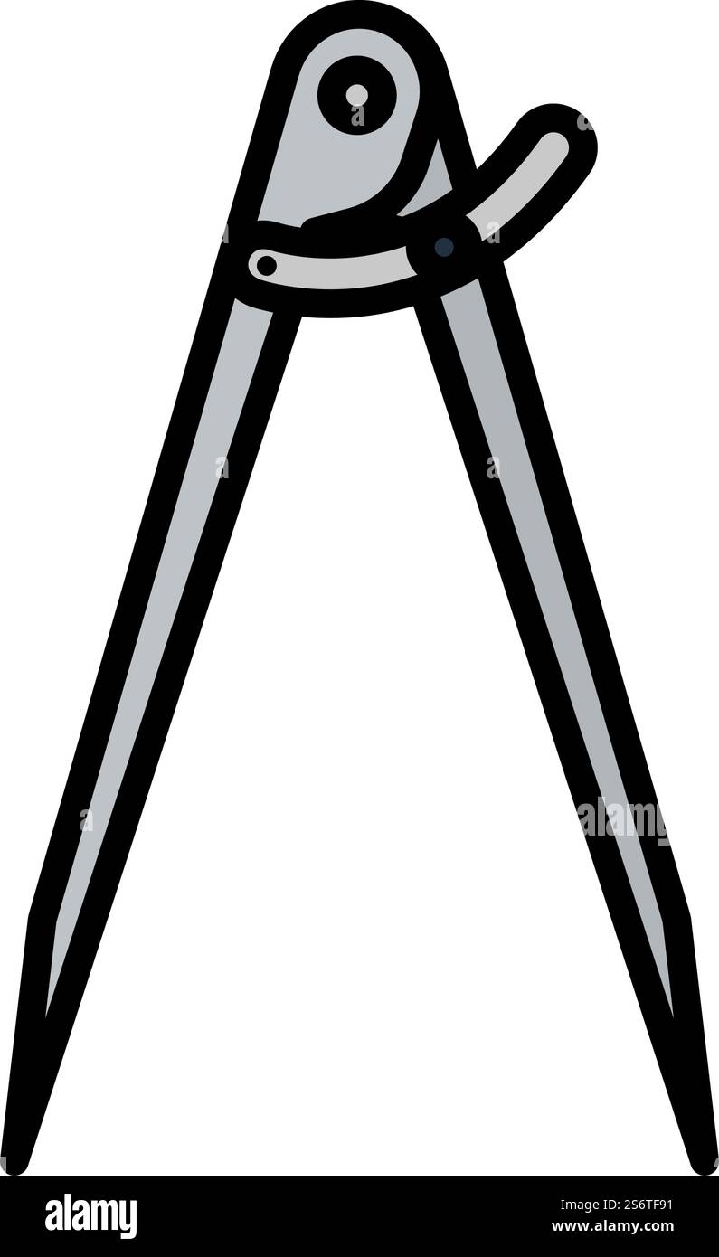 Compasses Icon. Editable Bold Outline With Color Fill Design. Vector ...