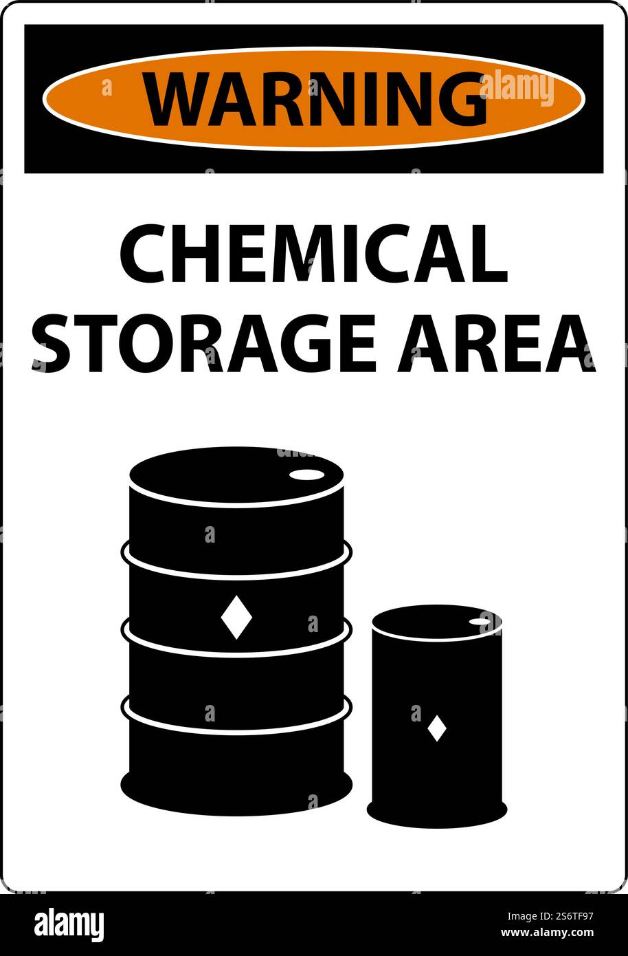 Warning Chemical Storage Area Sign On White Background Stock Vector ...