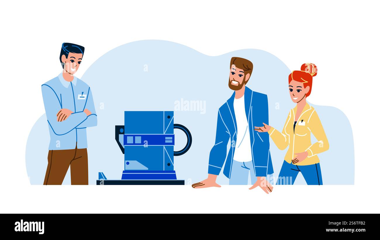 Engineers Working And Create Equipment Vector Men And Woman Engineers Working Together And