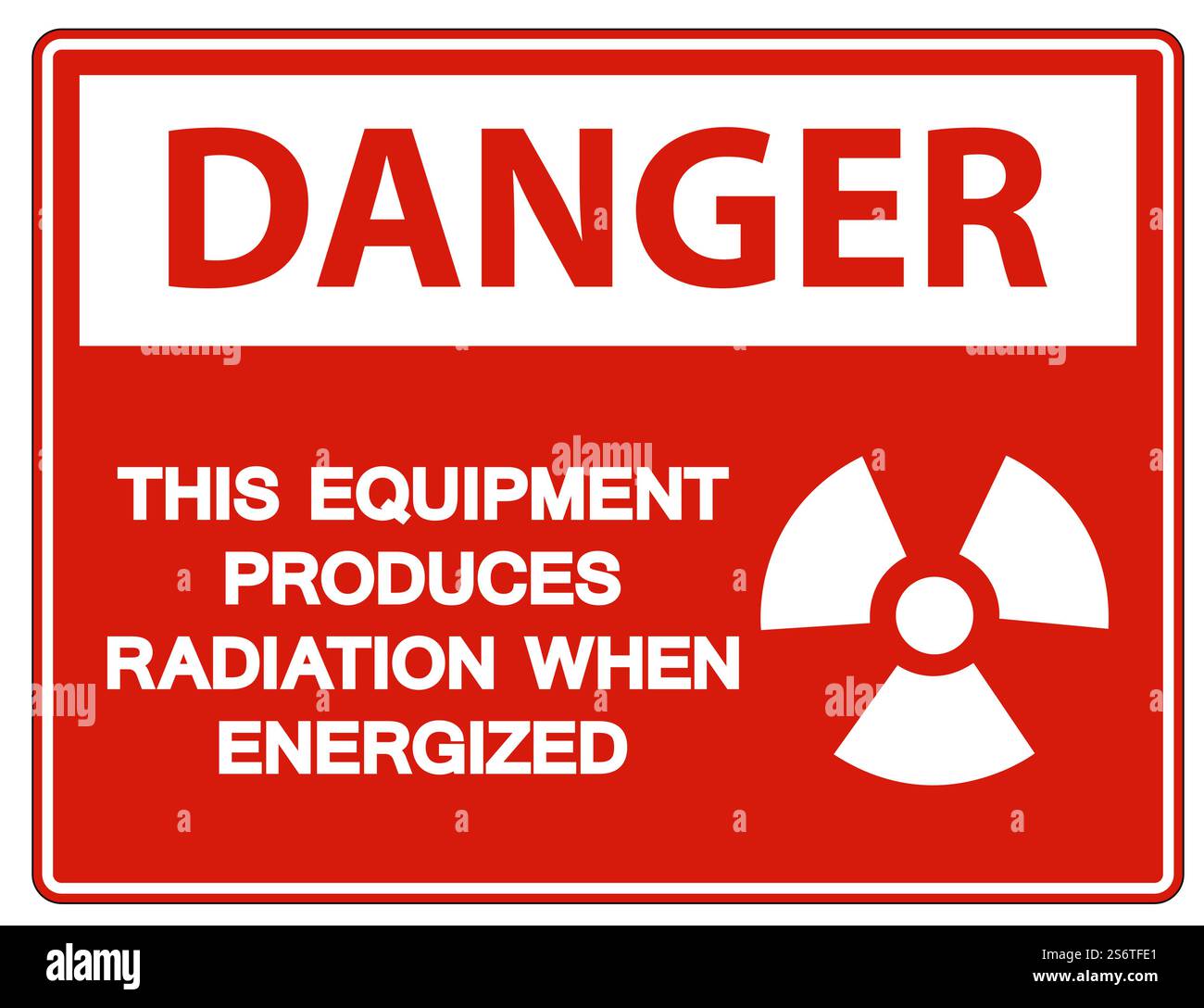 Danger This equipment produces radiation when energized Symbol Sign On ...