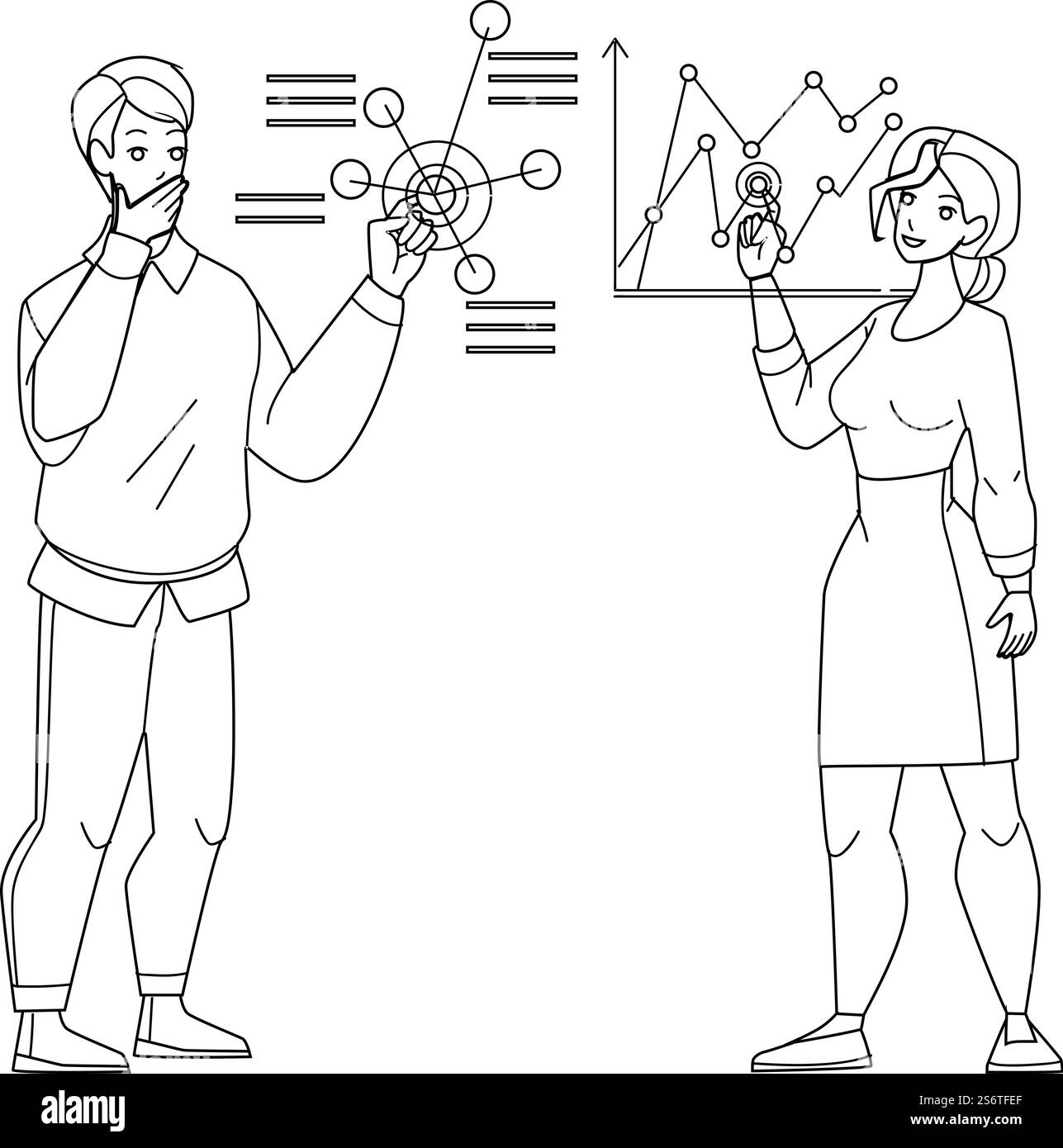 data visualisation man woman chart. Black Line Pencil Drawing Vector ... data visualisation man woman chart. Black Line Pencil Drawing Vector ...