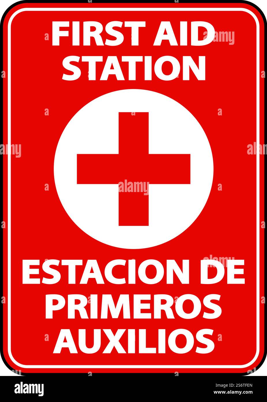 Bilingual First Aid Station Sign on white background Stock Vector Image ...
