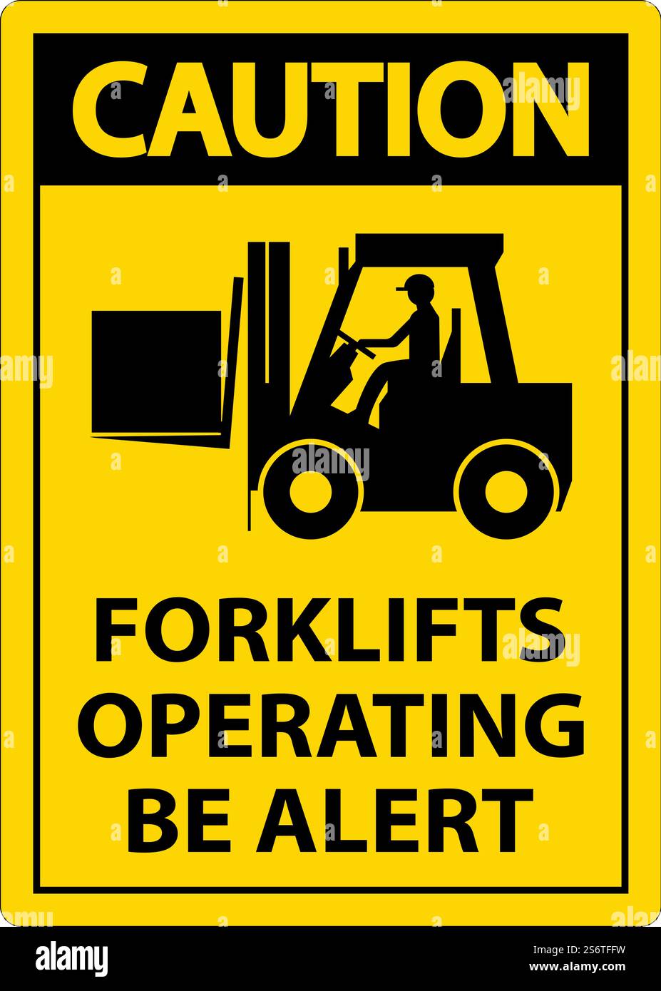 Caution 2-Way Forklifts Operating Sign On White Background Stock Vector ...