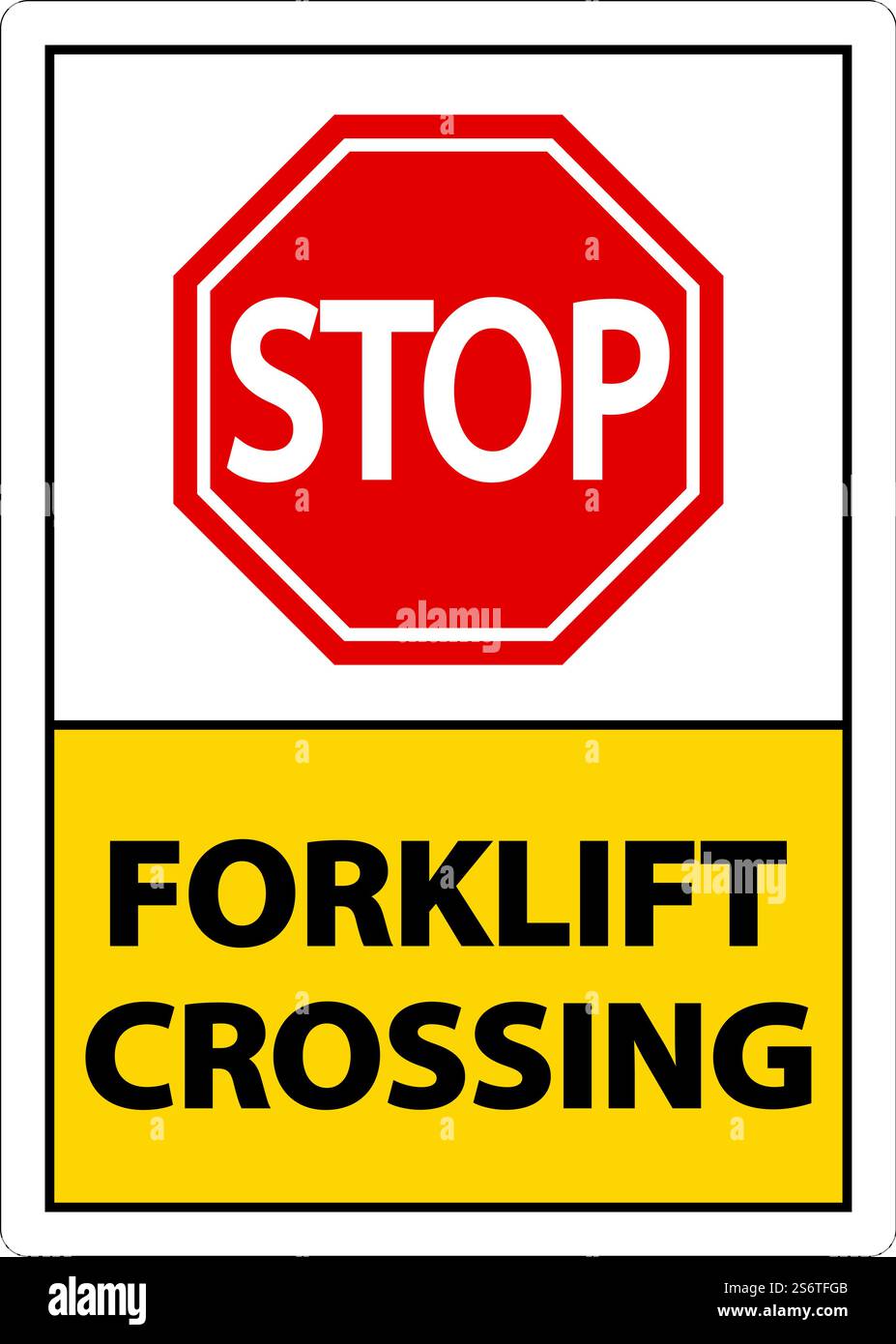2-Way Stop Forklift Crossing Sign On White Background Stock Vector ...