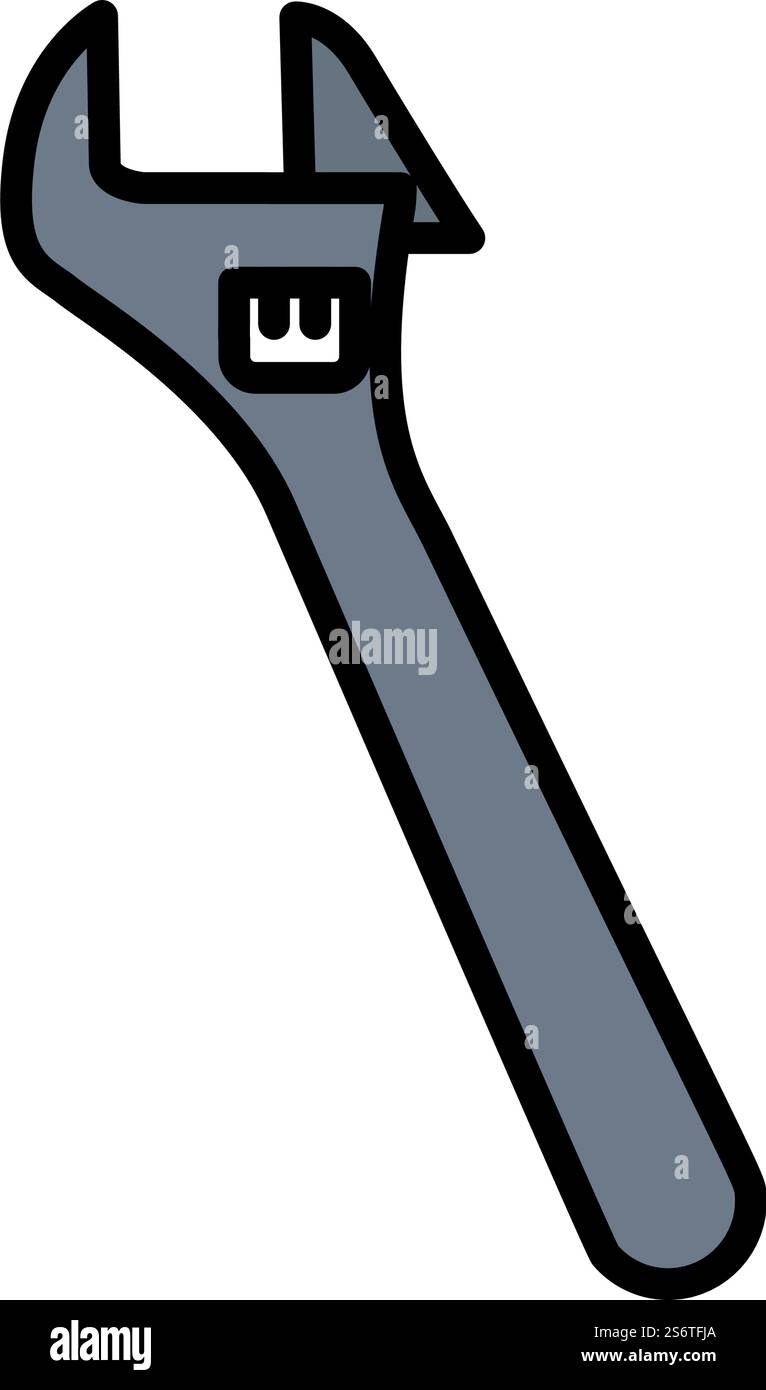 Icon Of Adjustable Wrench. Editable Bold Outline With Color Fill Design ...