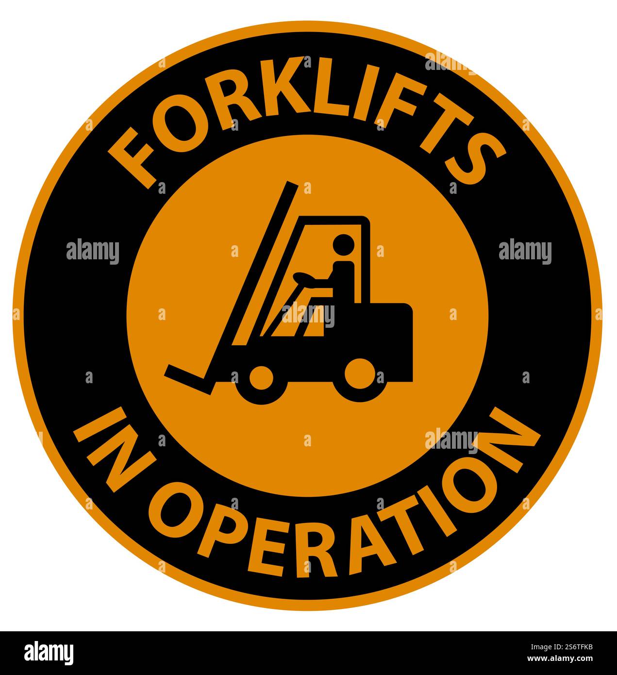 Warning forklifts in operation Sign on white background Stock Vector ...