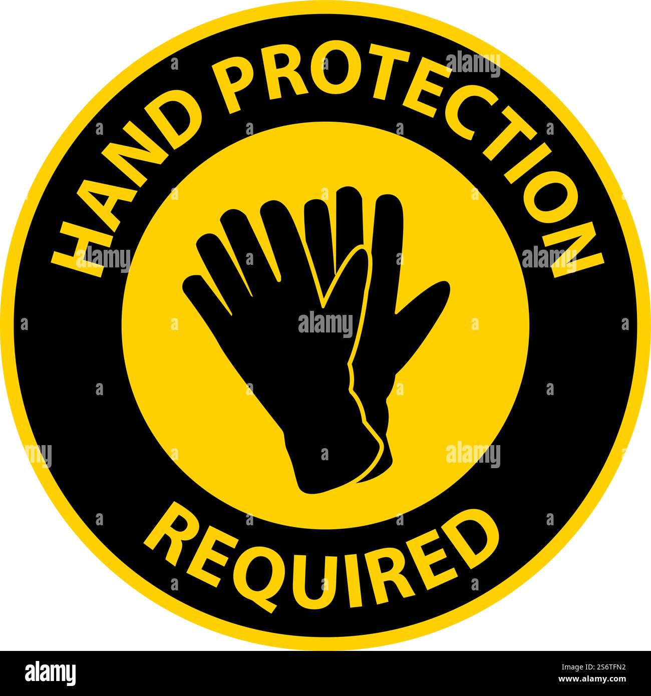 Caution Hand Protection Required Sign on white background Stock Vector ...