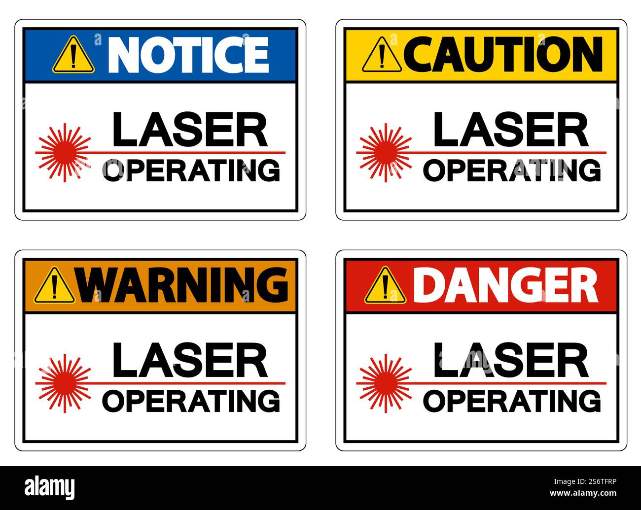Warning Safety Sign Laser Operating On White Background Stock Vector ...