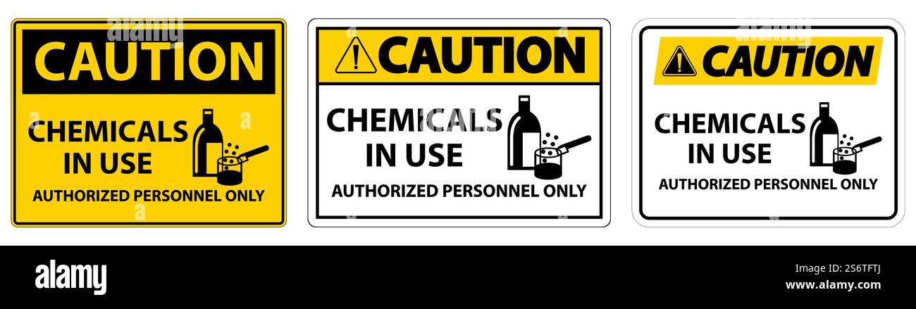 Caution Chemicals In Use Symbol Sign On White Background Stock Vector ...
