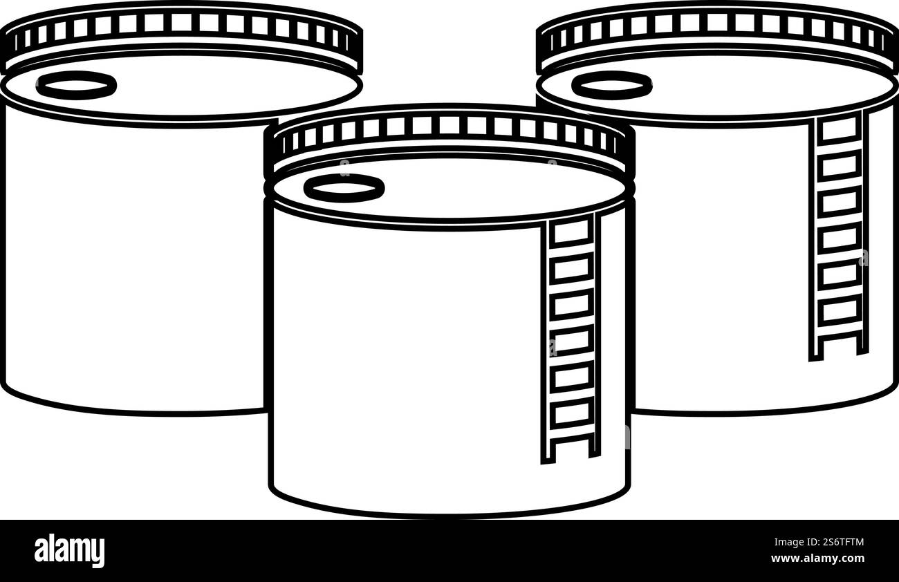 Tanks with oil storage contour outline line icon black color vector illustration image thin flat ...