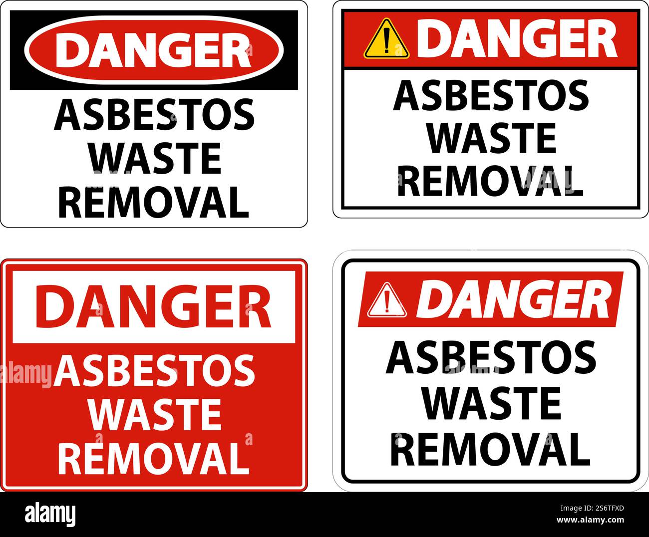 Danger Asbestos Waste Removal Sign On White Background Stock Vector ...