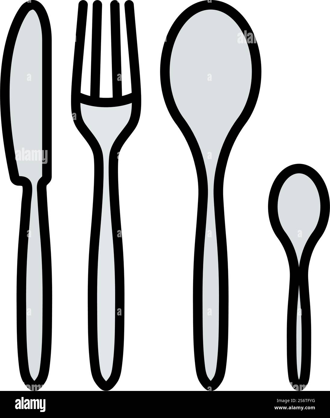 Silverware Set Icon. Editable Bold Outline With Color Fill Design ...