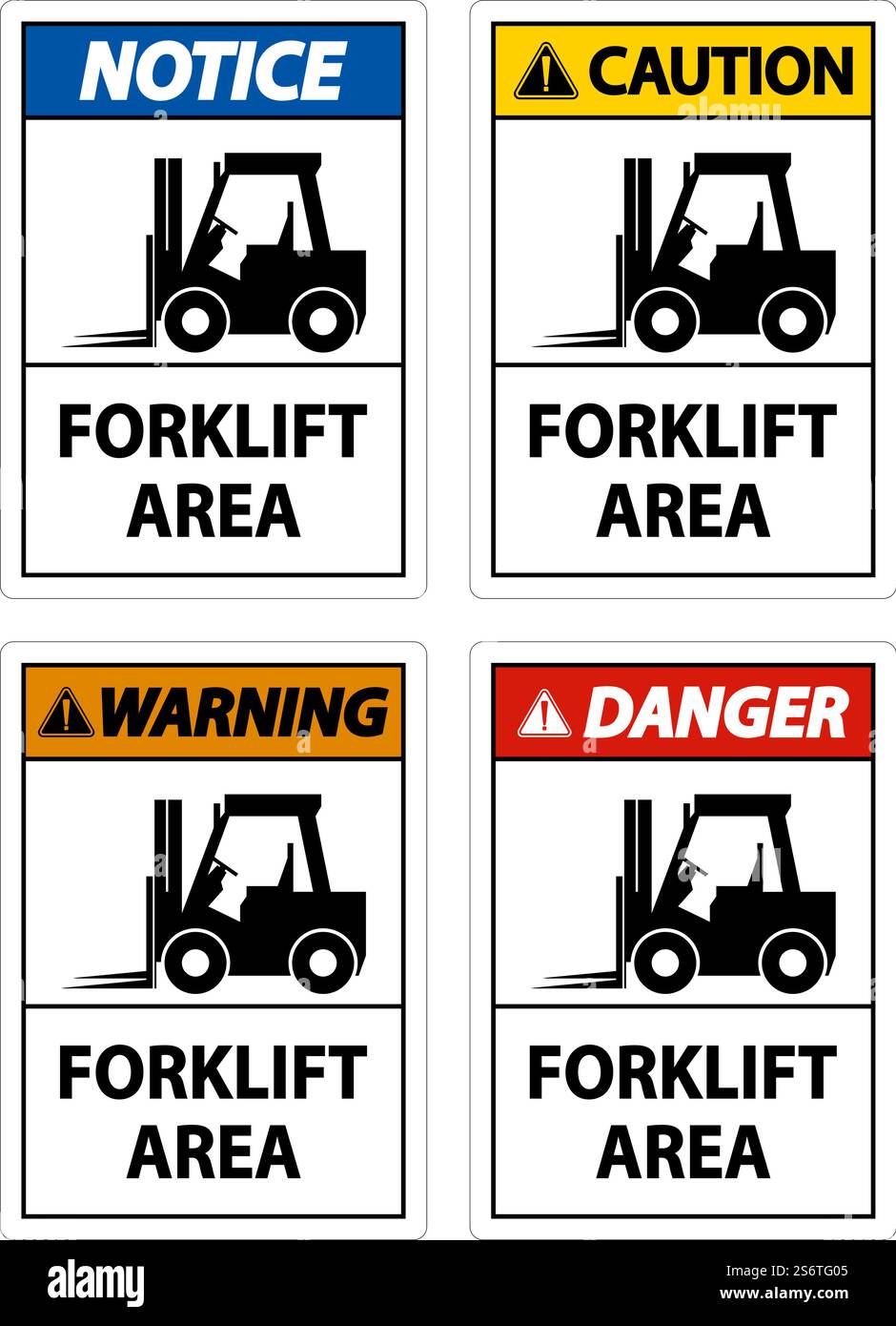 2-Way Caution Forklift Area Sign On White Background Stock Vector Image ...
