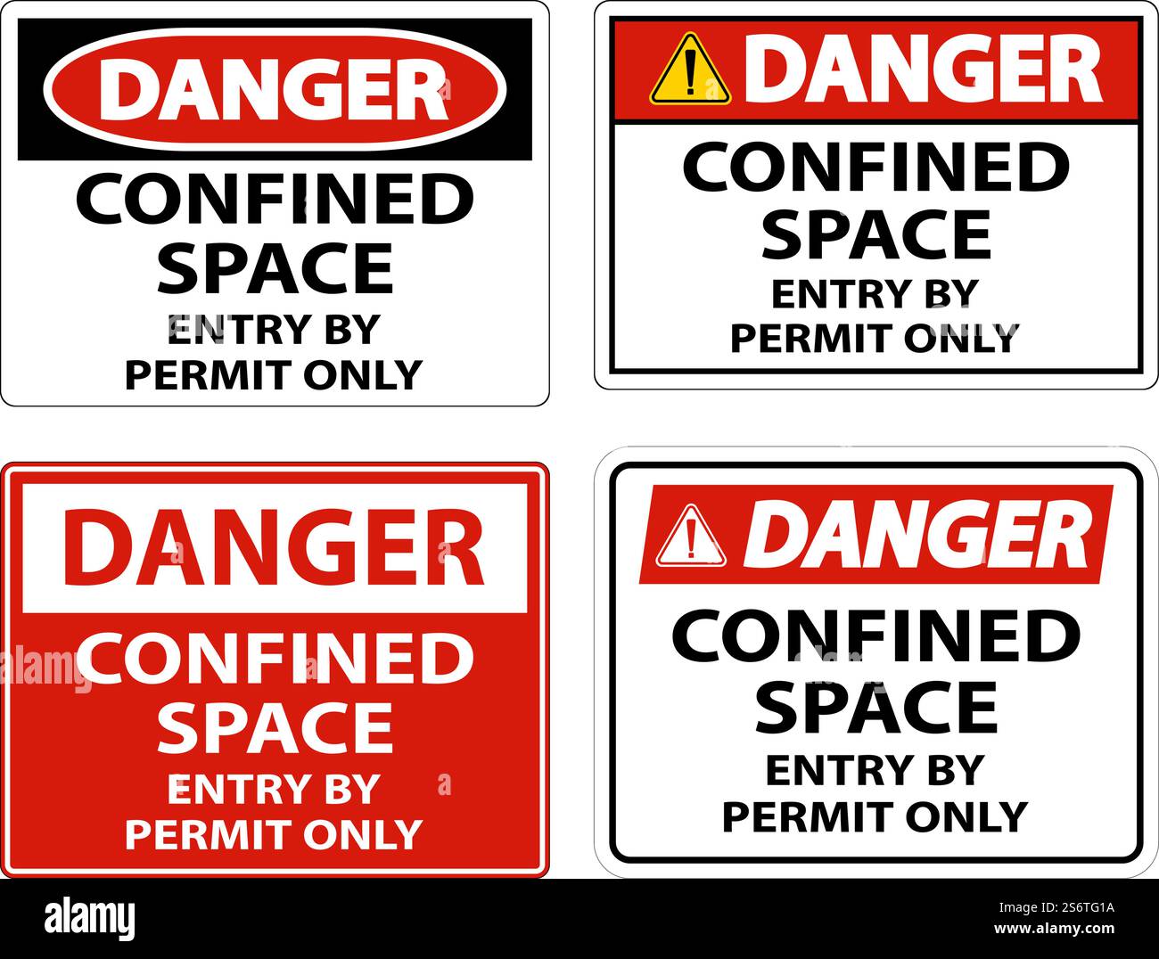 Danger Confined Space Entry By Permit Only Sign Stock Vector Image ...