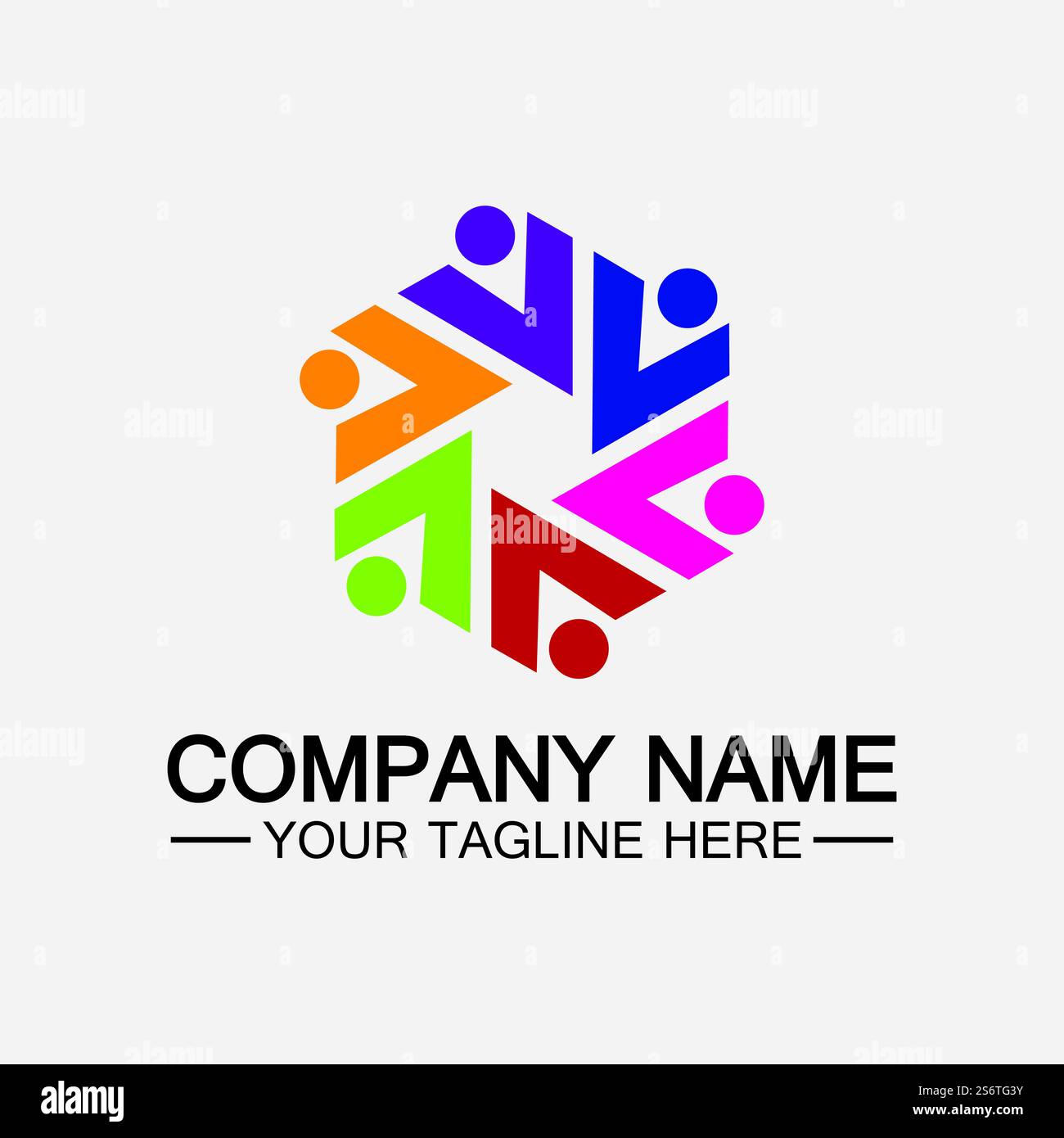 Teamwork connecting people hexagon concept logo symbol icon vector ...