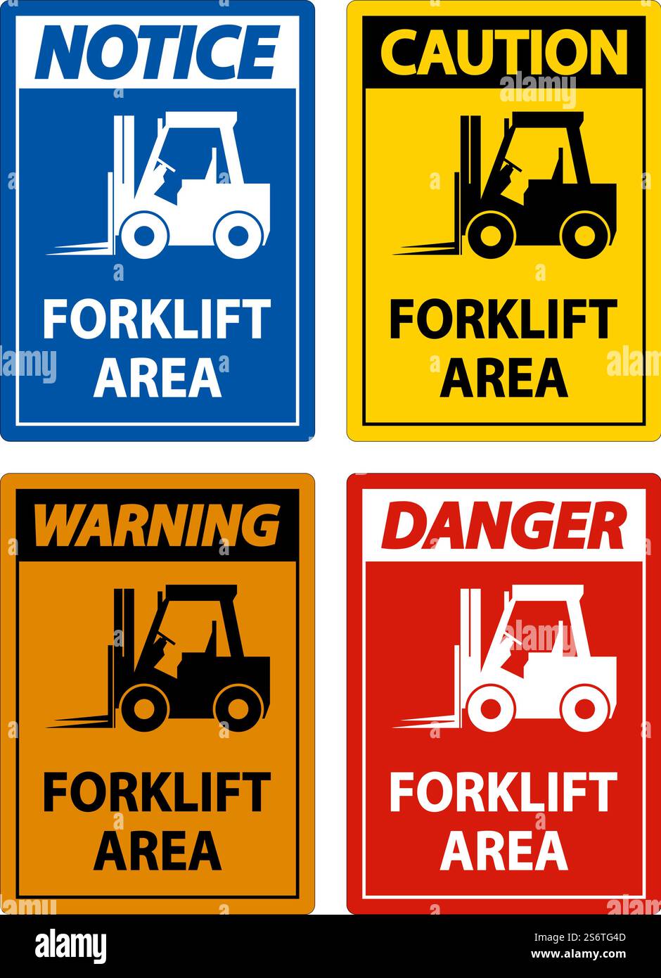 2-Way Caution Forklift Area Sign On White Background Stock Vector Image ...