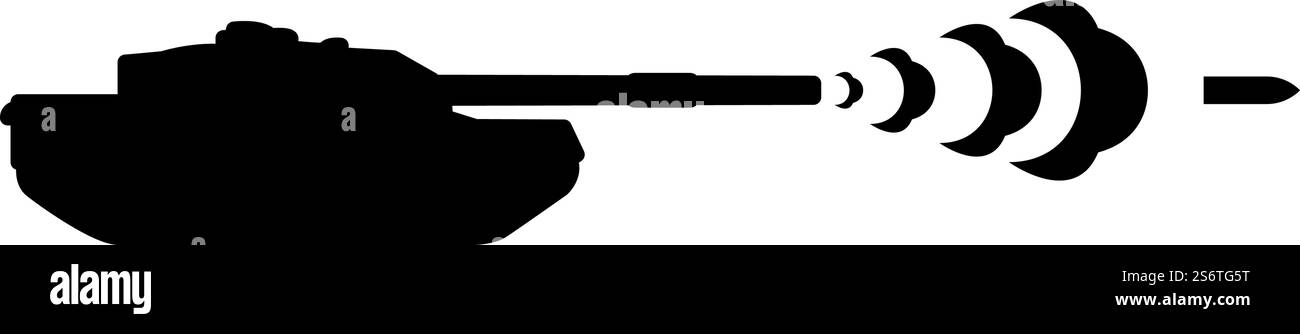 Tank shooting projectile shell military smoking after shot war battle ...