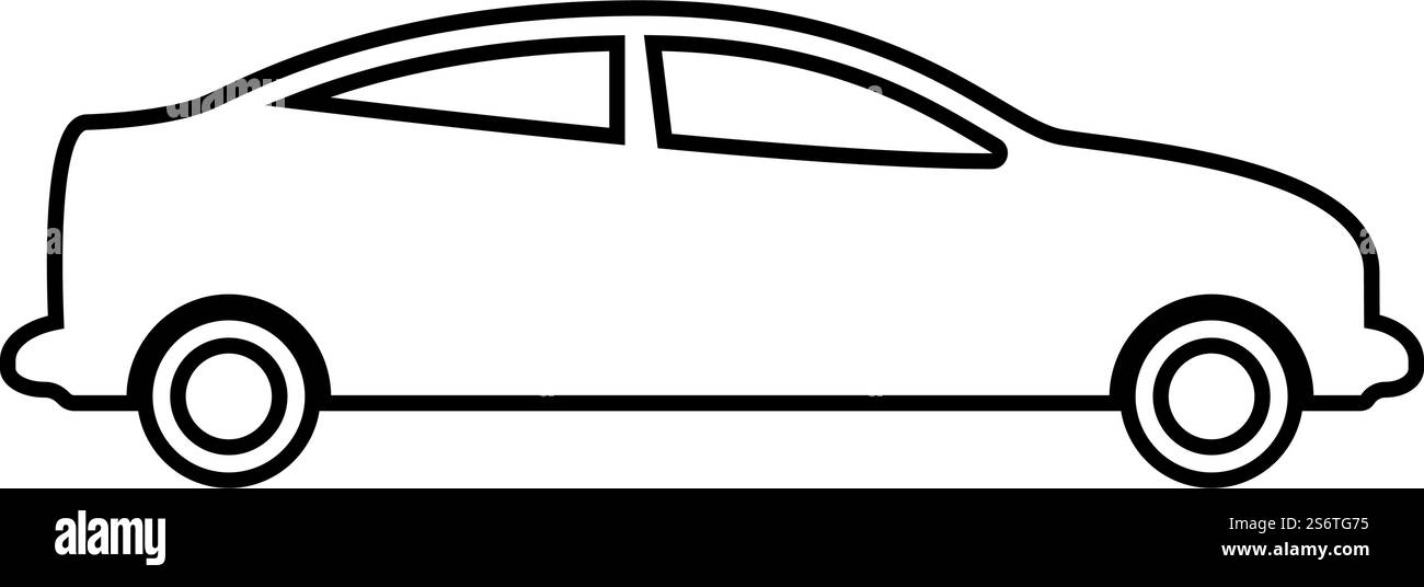 Car sedan contour outline line icon black color vector illustration ...