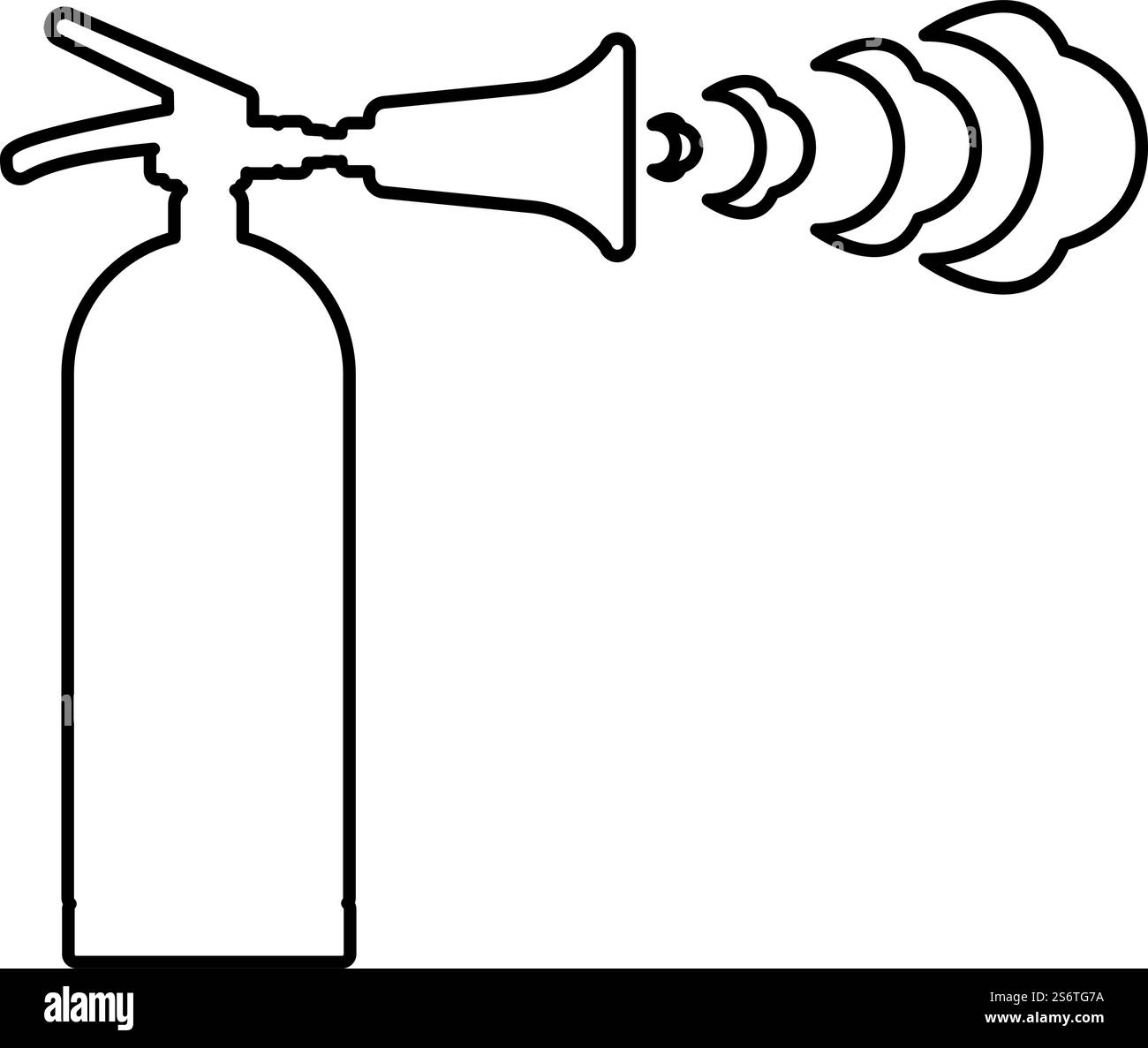 Fire extinguisher in action with foam bubbles jet for extinguishing ...