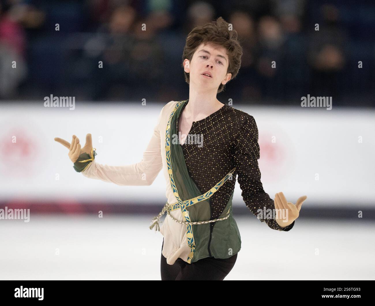 Aleksa Rakic performs his short program in the men's competition at the ...