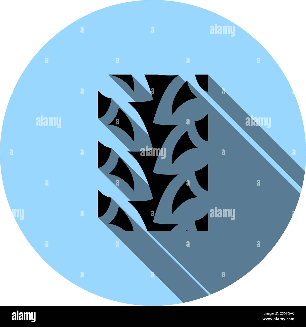 Bike Tyre Print Icon. Flat Circle Stencil Design With Long Shadow ...