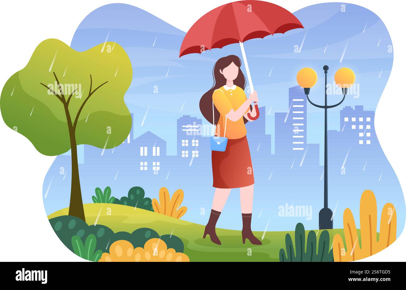 People Wearing Raincoat, Rubber Boots and Carrying Umbrella In the Middle of Rain Showers Storm ...