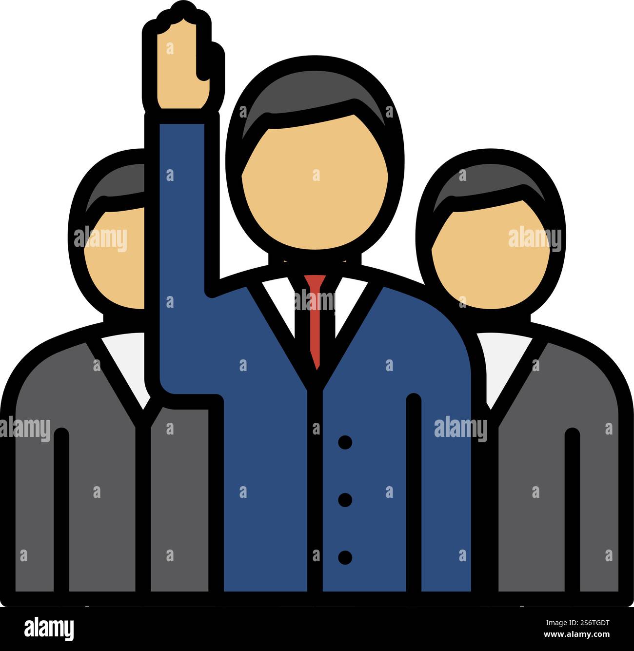 Voting Man With Men Behind Icon. Editable Bold Outline With Color Fill ...