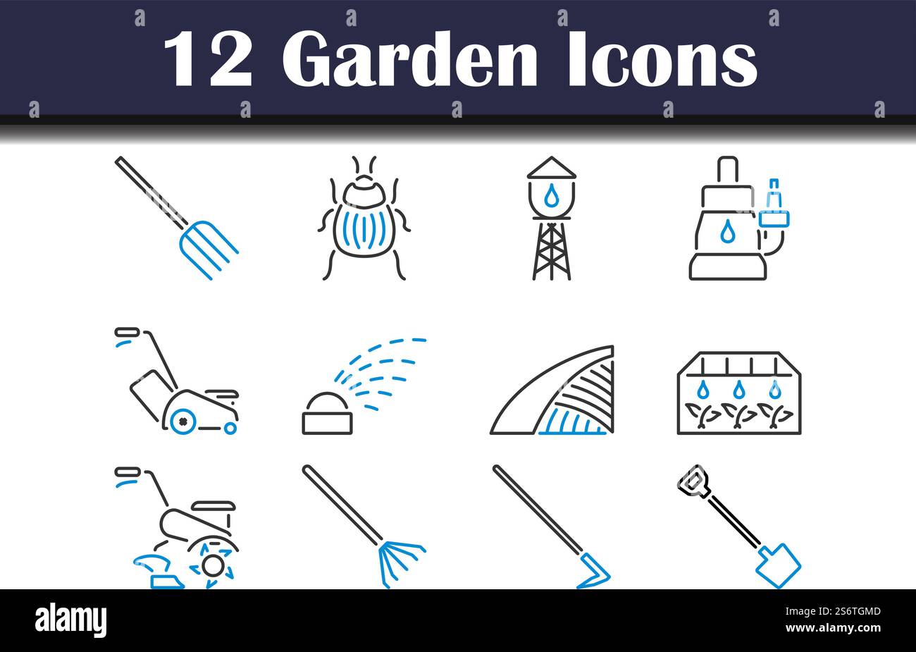 Garden Icon Set. Bold outline design with editable stroke width. Vector ...