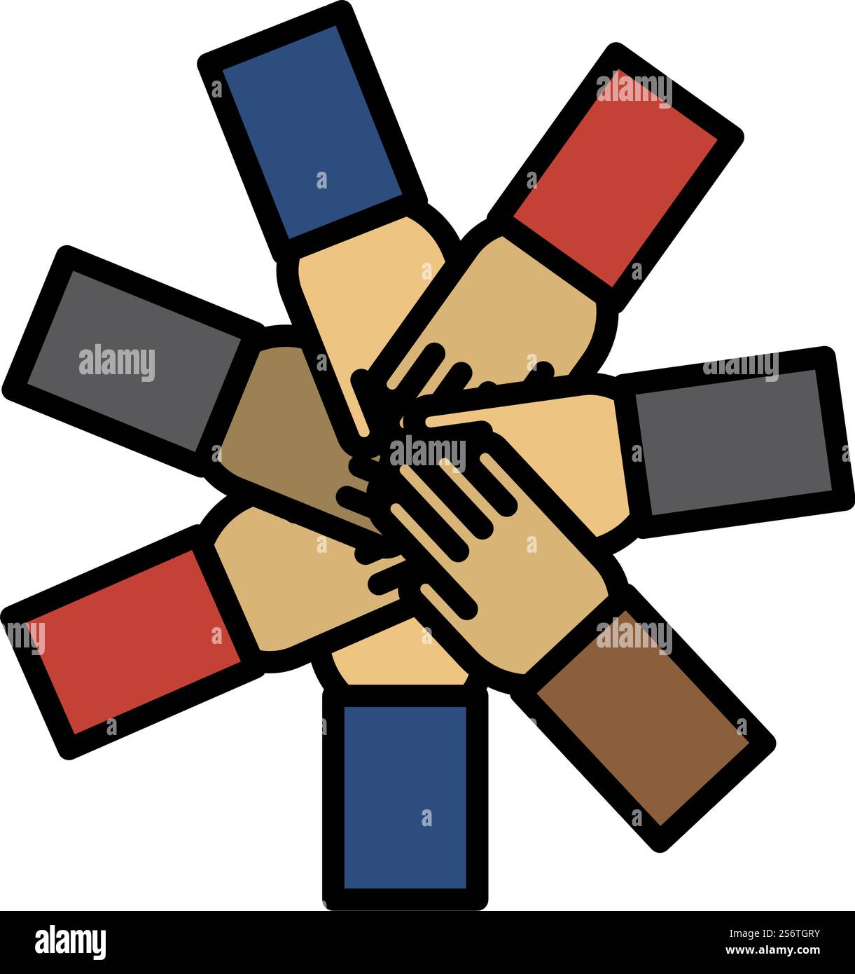 Unity And Teamwork Icon. Editable Bold Outline With Color Fill Design ...