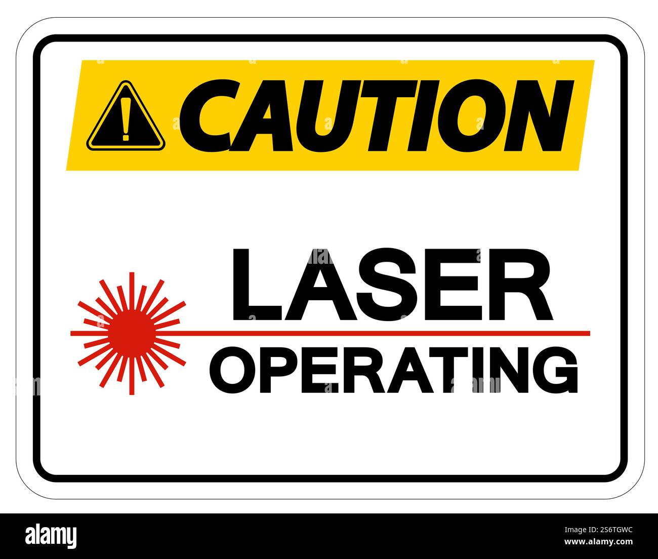 Caution Safety Sign Laser Operating On White Background Stock Vector ...